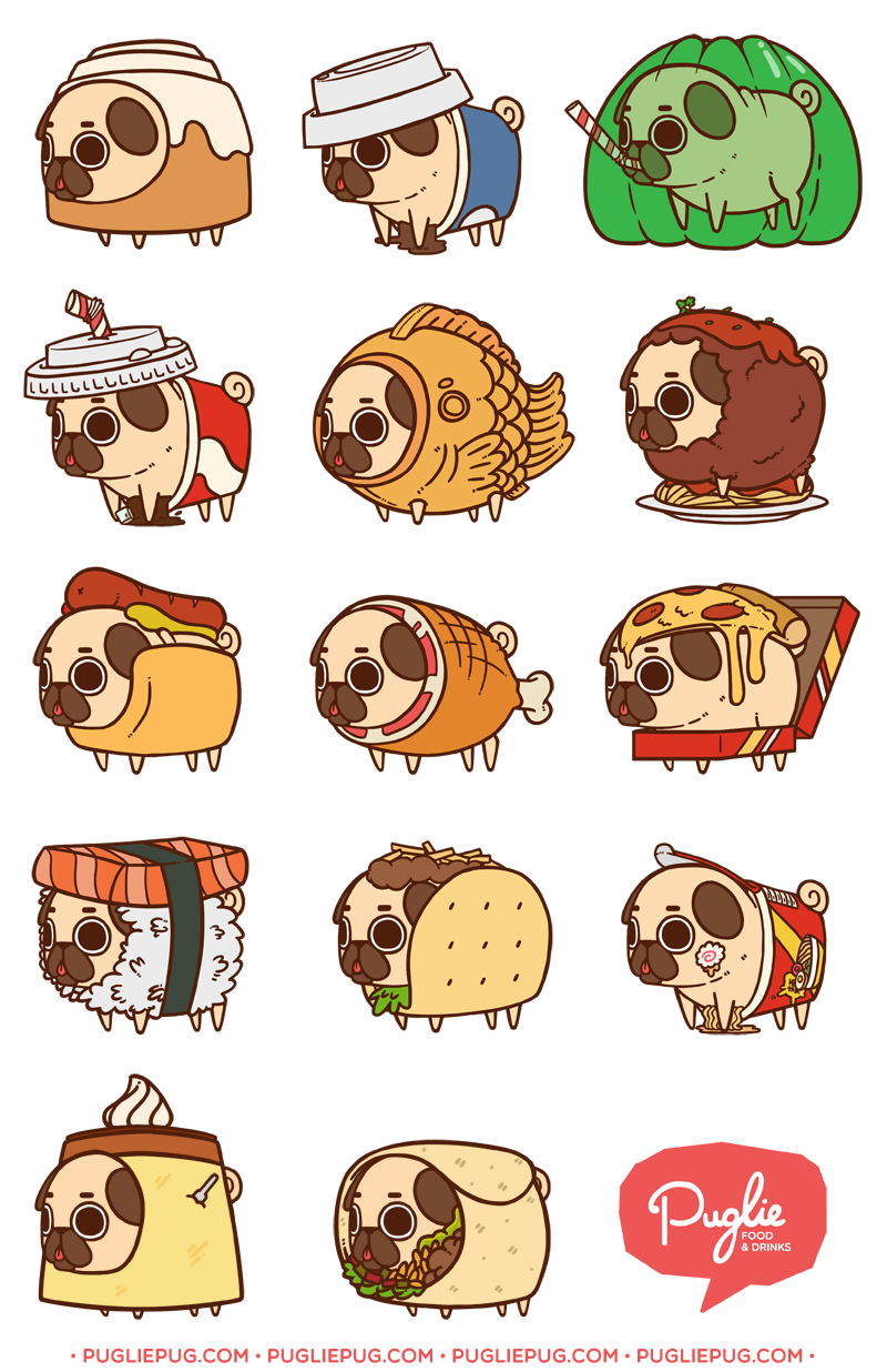 Puglie Pug Illustrations – Varietats